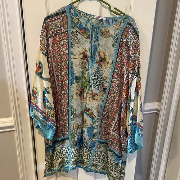 Johnny Was | Tops | Johnny Was Blue And Brown Relaxed Tunic | Poshmark
